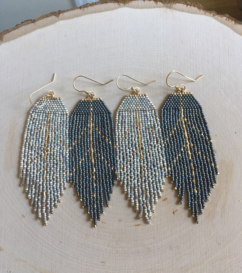 Feather Silhouette Earrings Beaded Fringe Earrings Boho Bohemain Yoga ... Feather Silhouette Earrings Beaded Fringe Earrings Boho Bohemain Yoga ...