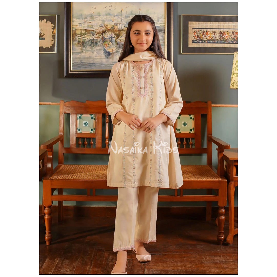 Beige Eastern Wear Girls Shalwar Pant Kameez 3pc - Etsy