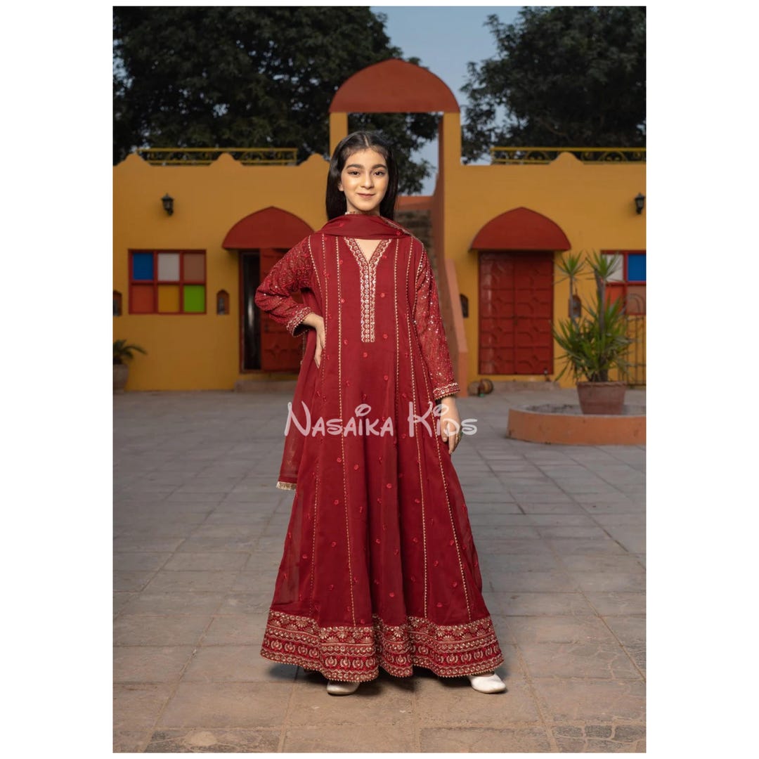 Maroon Girls 3pc Formal Pishwas Pakistani Suit - Etsy