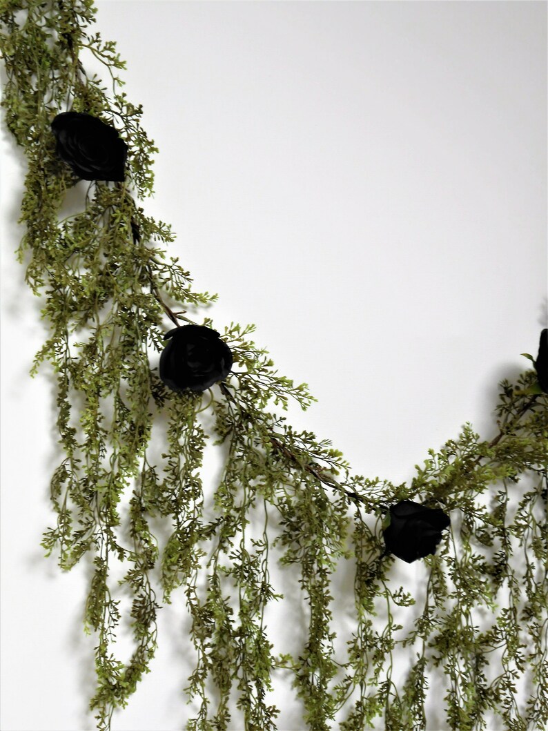 Black Rose Garland / Jasmine Greenery Garland / Moody Gothic - Etsy