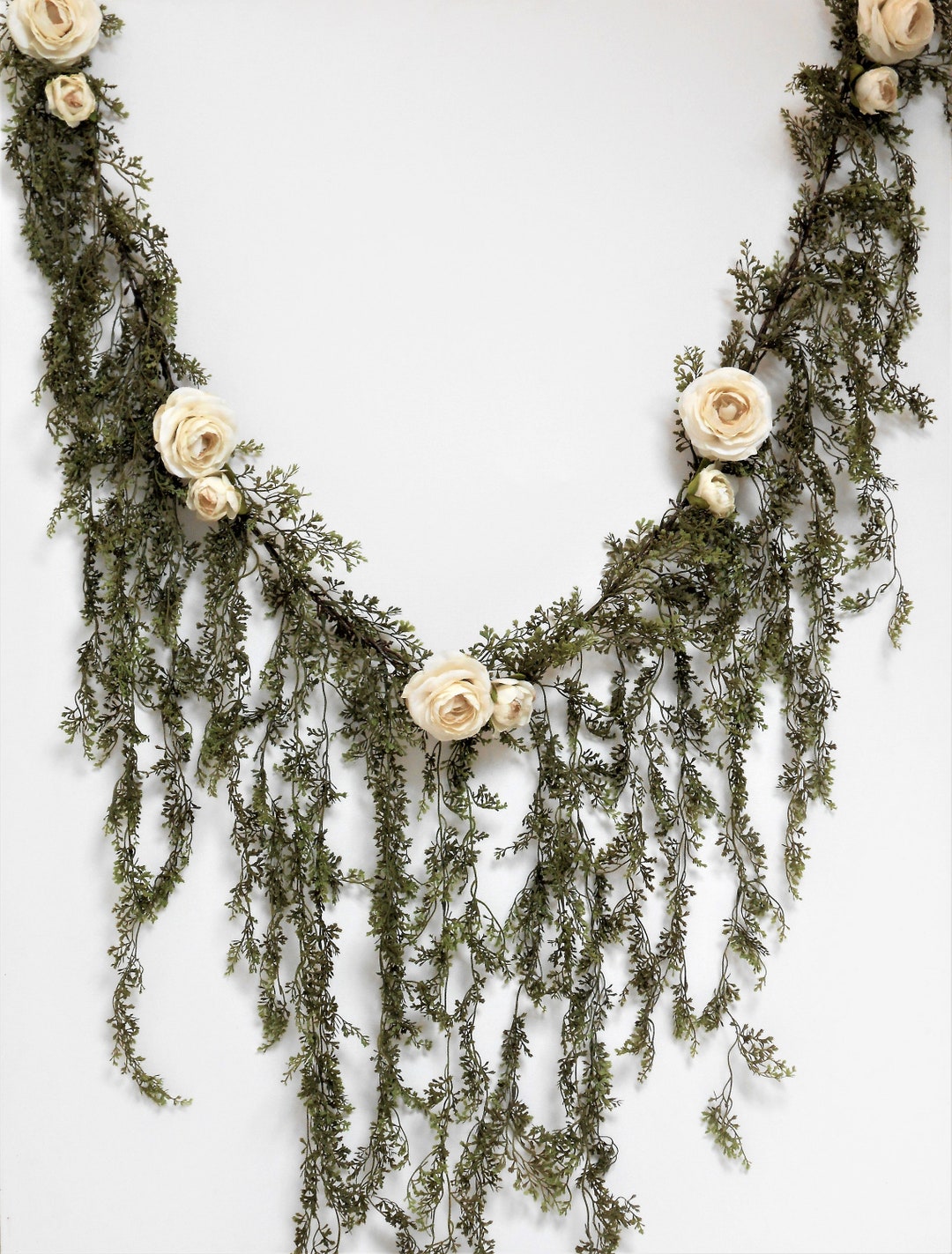 Cream Ranunculus Draping Jasmine Garland / Boho Cascading Garland ...