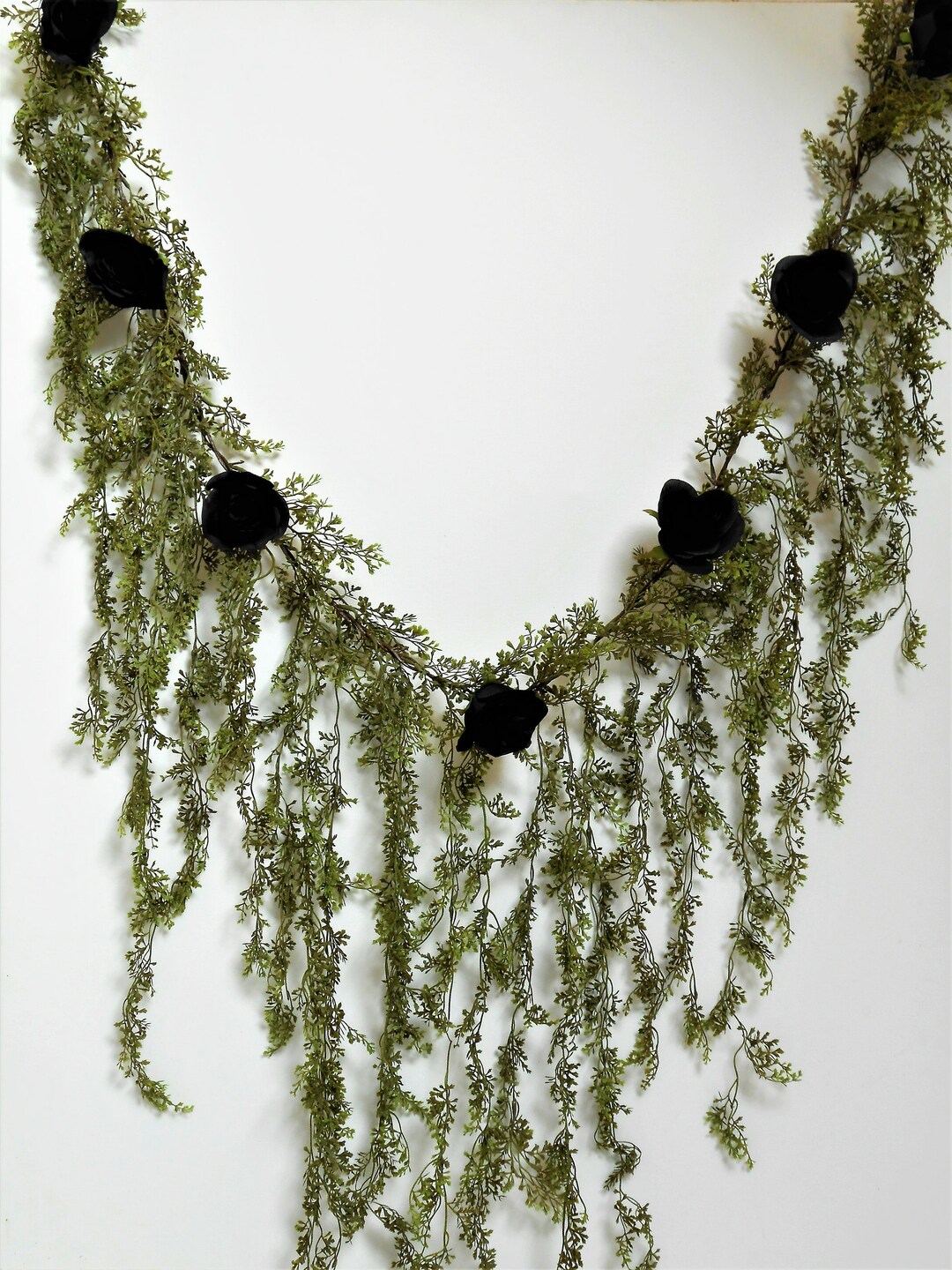 Black Rose Garland / Jasmine Greenery Garland / Moody Gothic Garland ...