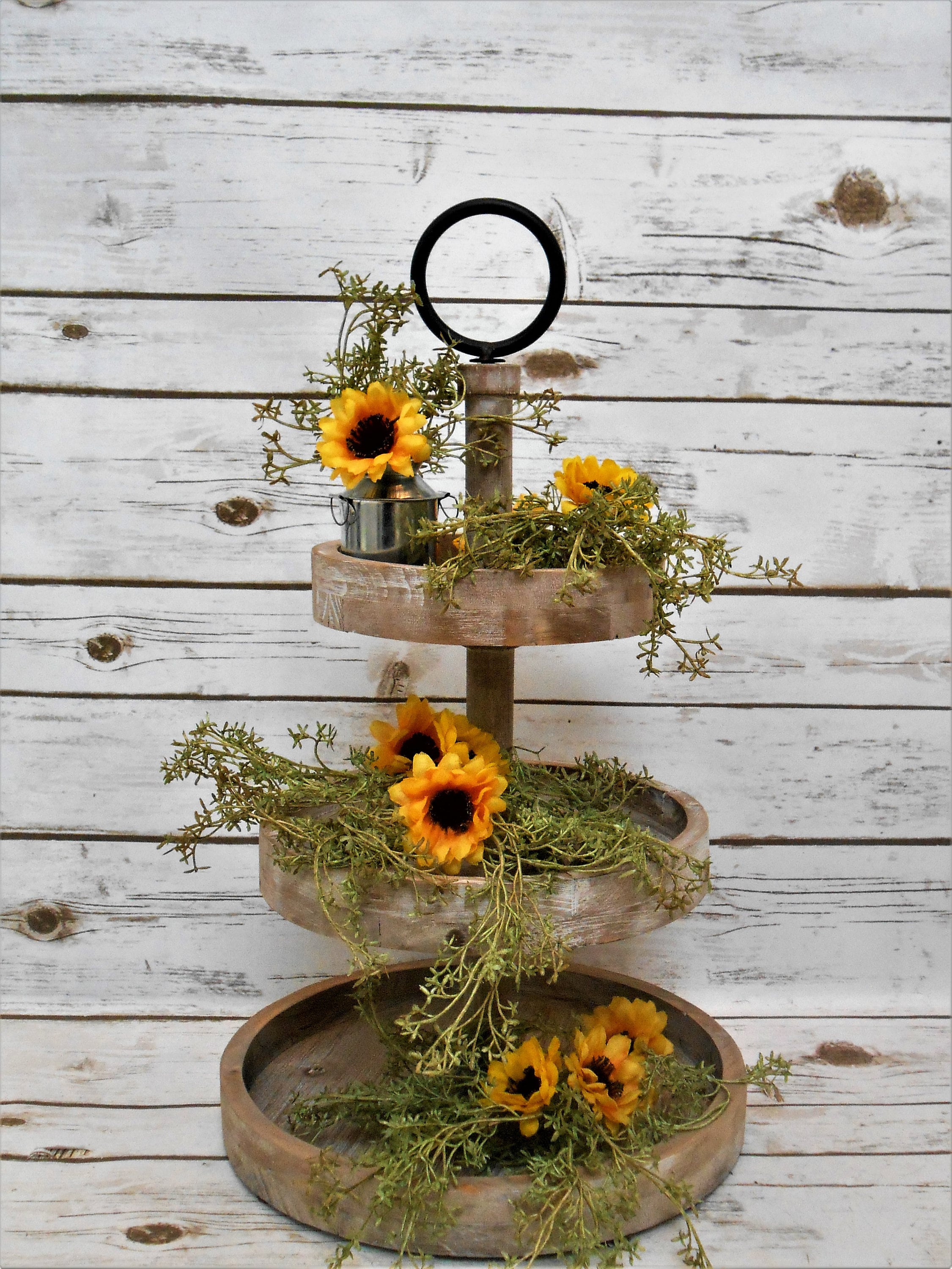 Sunflower Tiered Tray Decor / Rustic Tiered Tray Decor / Tiered Tray ...