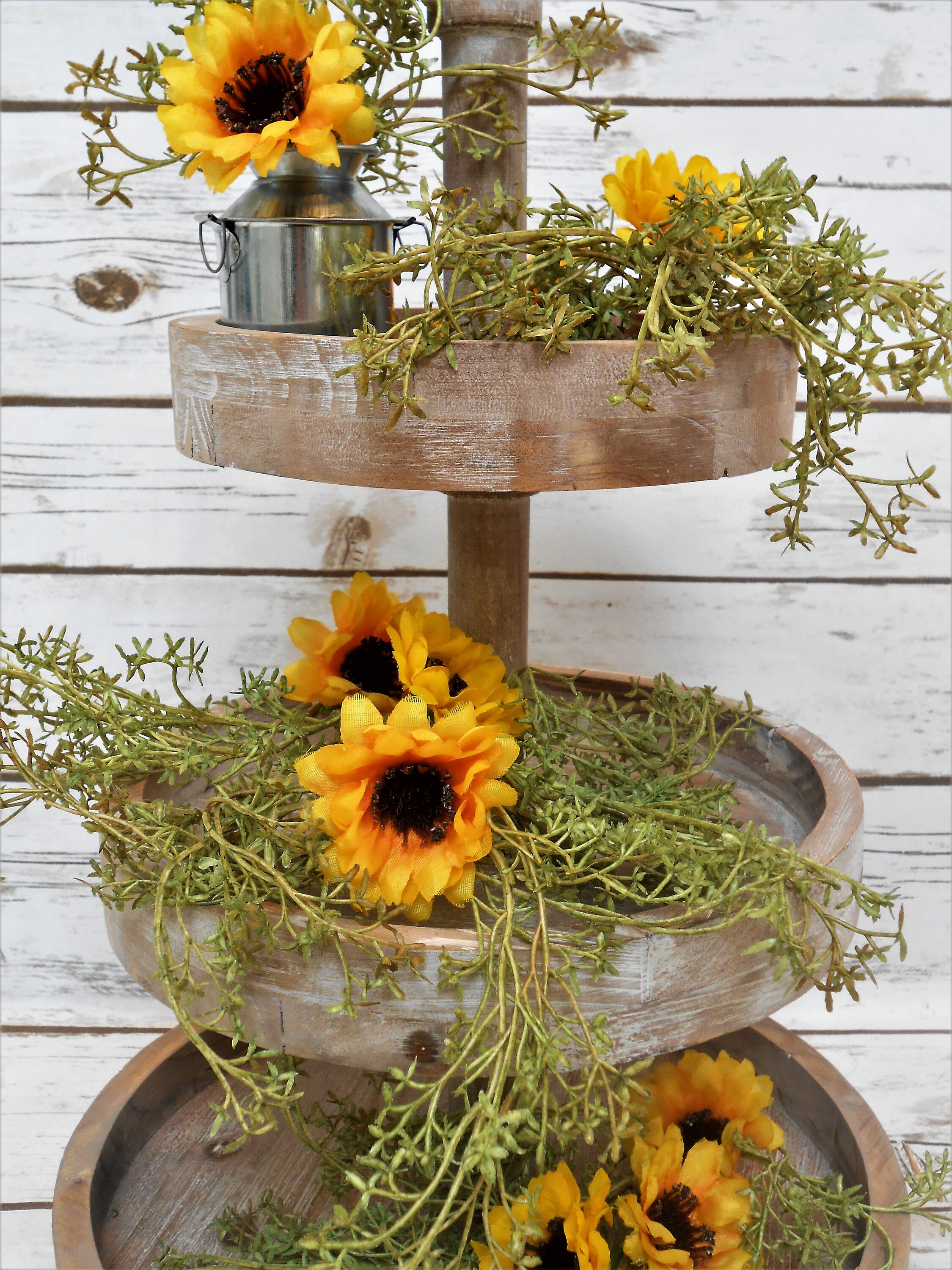 Sunflower Tiered Tray Decor / Rustic Tiered Tray Decor / Tiered Tray ...