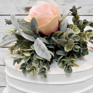 Pink Rose Greenery Cake Topper / Wedding Cake Topper / Birthday Cake ...