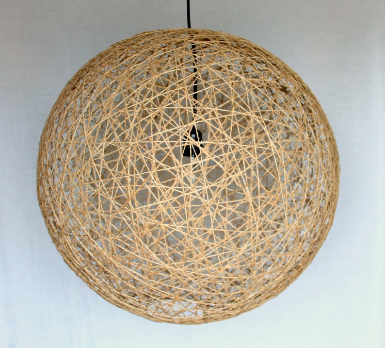 April, Modern Hanging Sphere Rope Pendant Lamp - Etsy