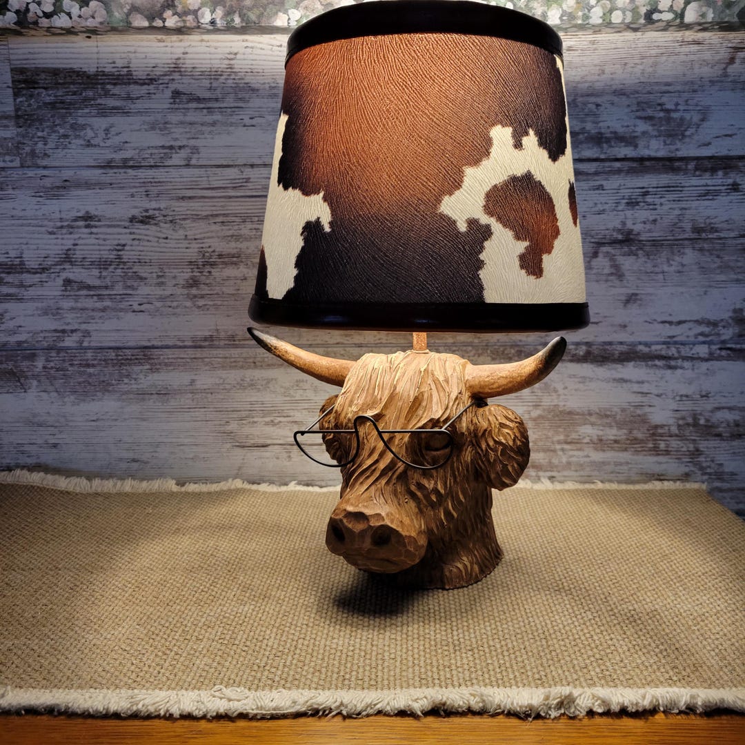 Cow Lamp, Highland Cow Accent Lamp, Western Home Decor - Etsy