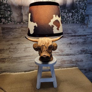 Cow Lamp, Highland Cow Accent Lamp, Western Home Decor - Etsy