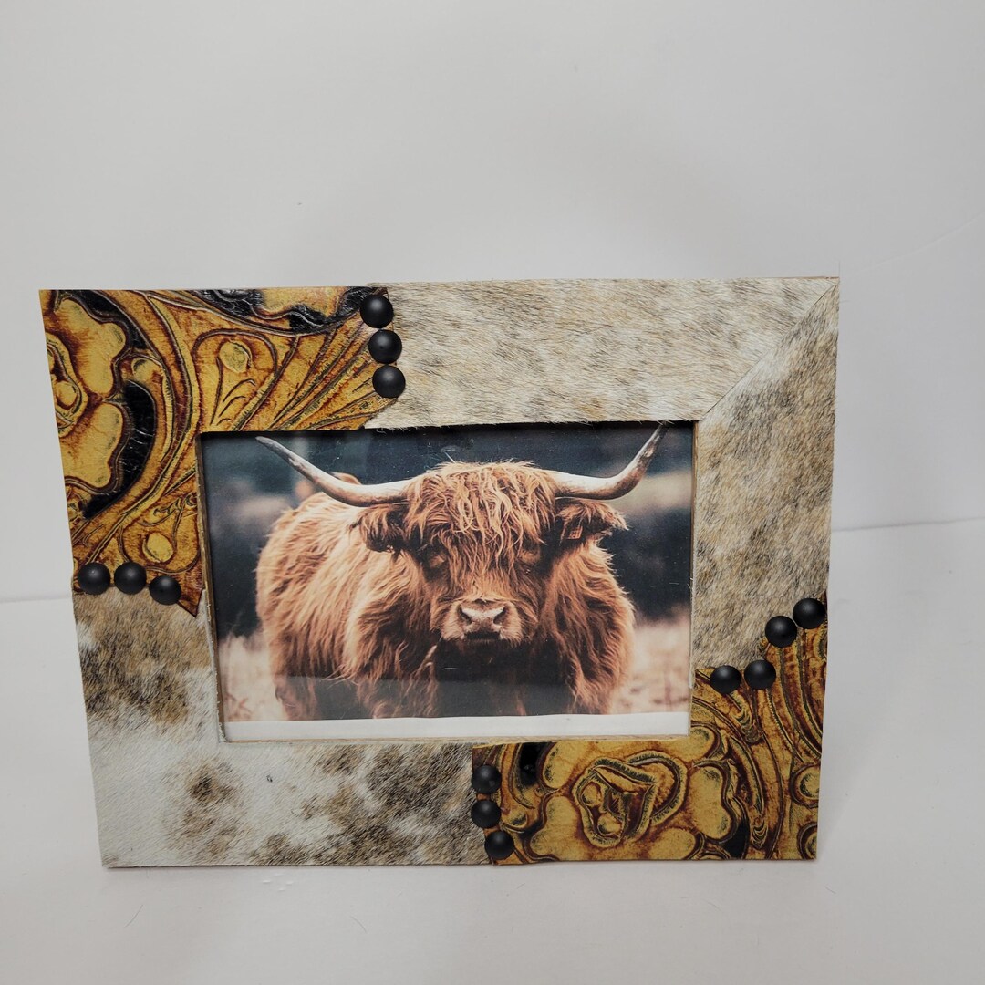 Picture Frames, Cowhide/embossed Leather Photo Frame, Western Home ...