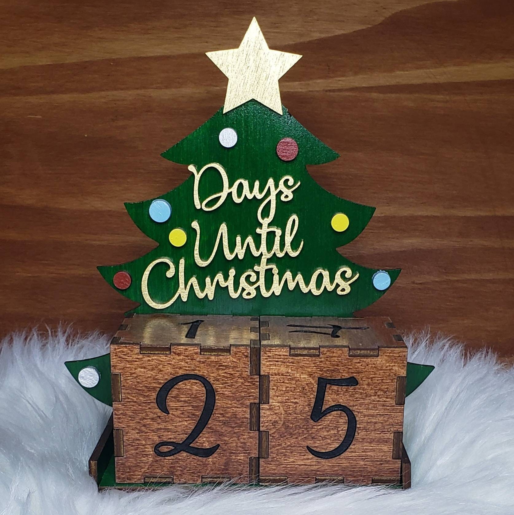 Christmas Tree Countdown Calendar, Engraved Wooden Blocks - Etsy