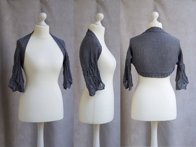 Dark grey lace shrug lace knit bolero bridalwear wedding | Etsy