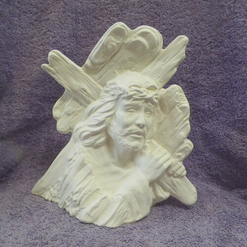 Ceramic Jesus With Cross 9 Ready to Paint Bisque - Etsy