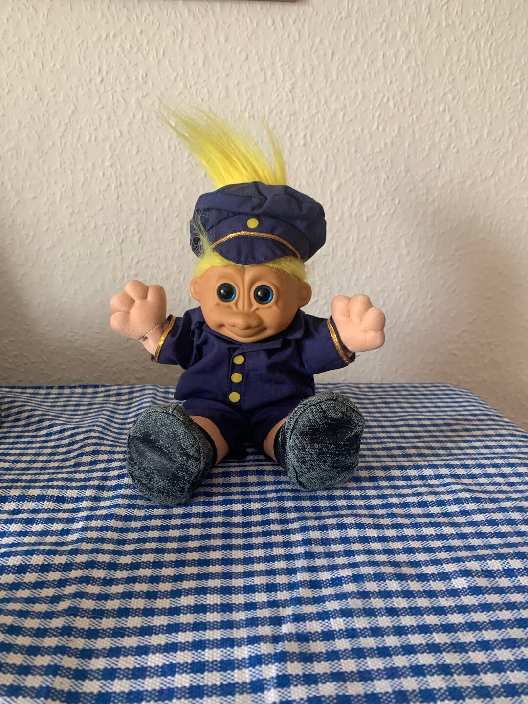 Vintage, Russ, Yellow Hair, Soft Body, Police Man, Troll, Doll, Figure ...