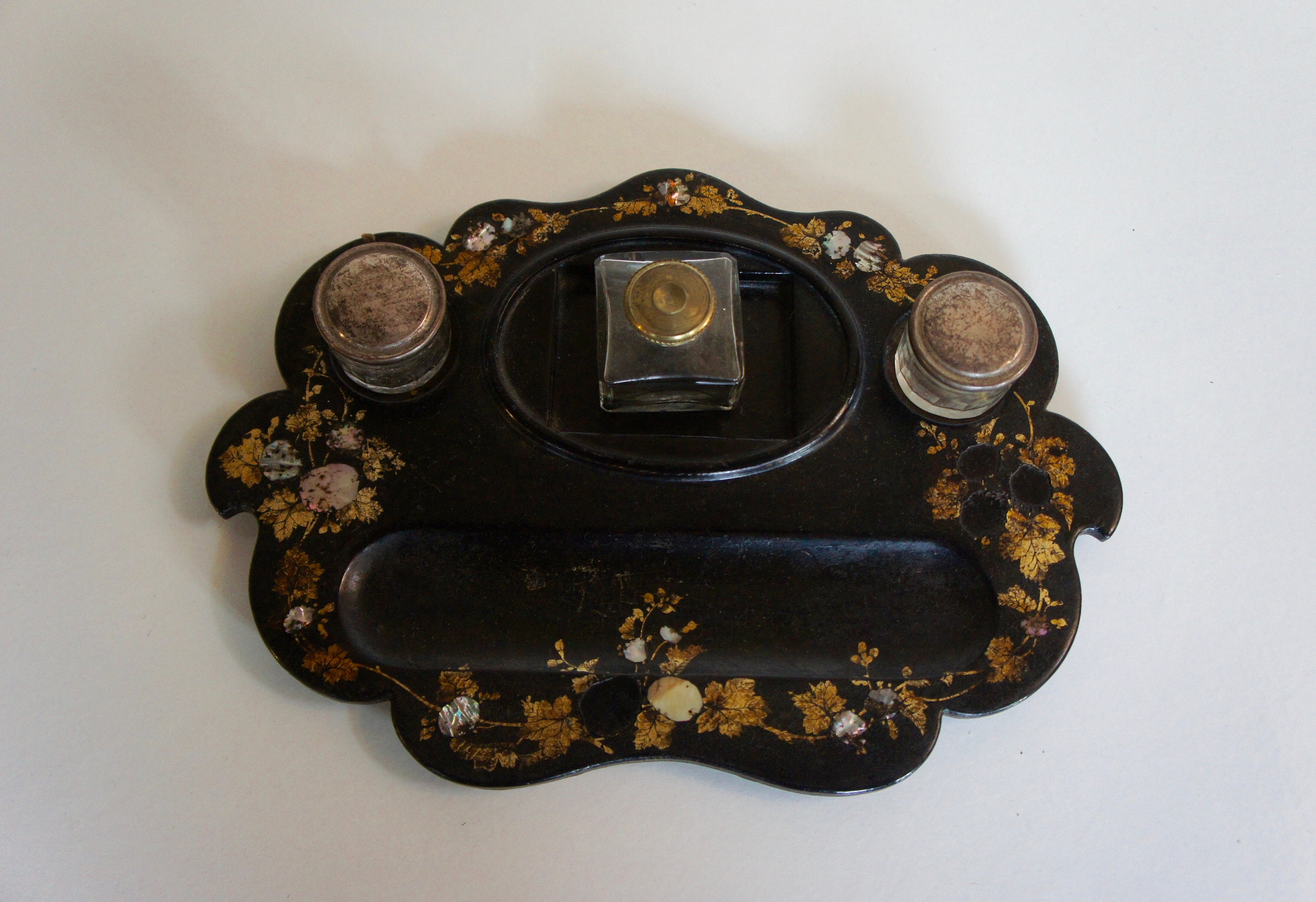 Beautiful, Antique, Victorian, Vintage, Black, Ink Stand, Desk Stand ...