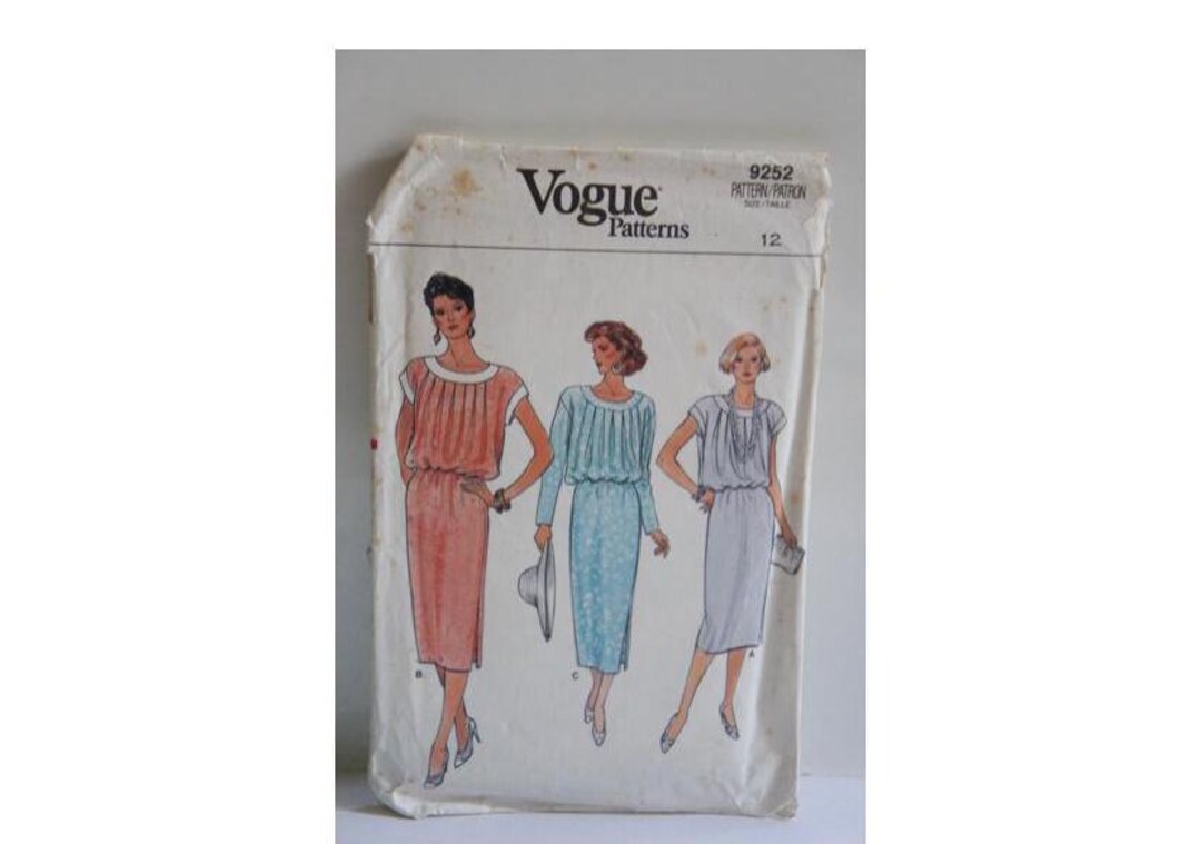 Vintage, 1985, Vogue, Patterns, Pullover, Dress, Size 12, Pattern ...