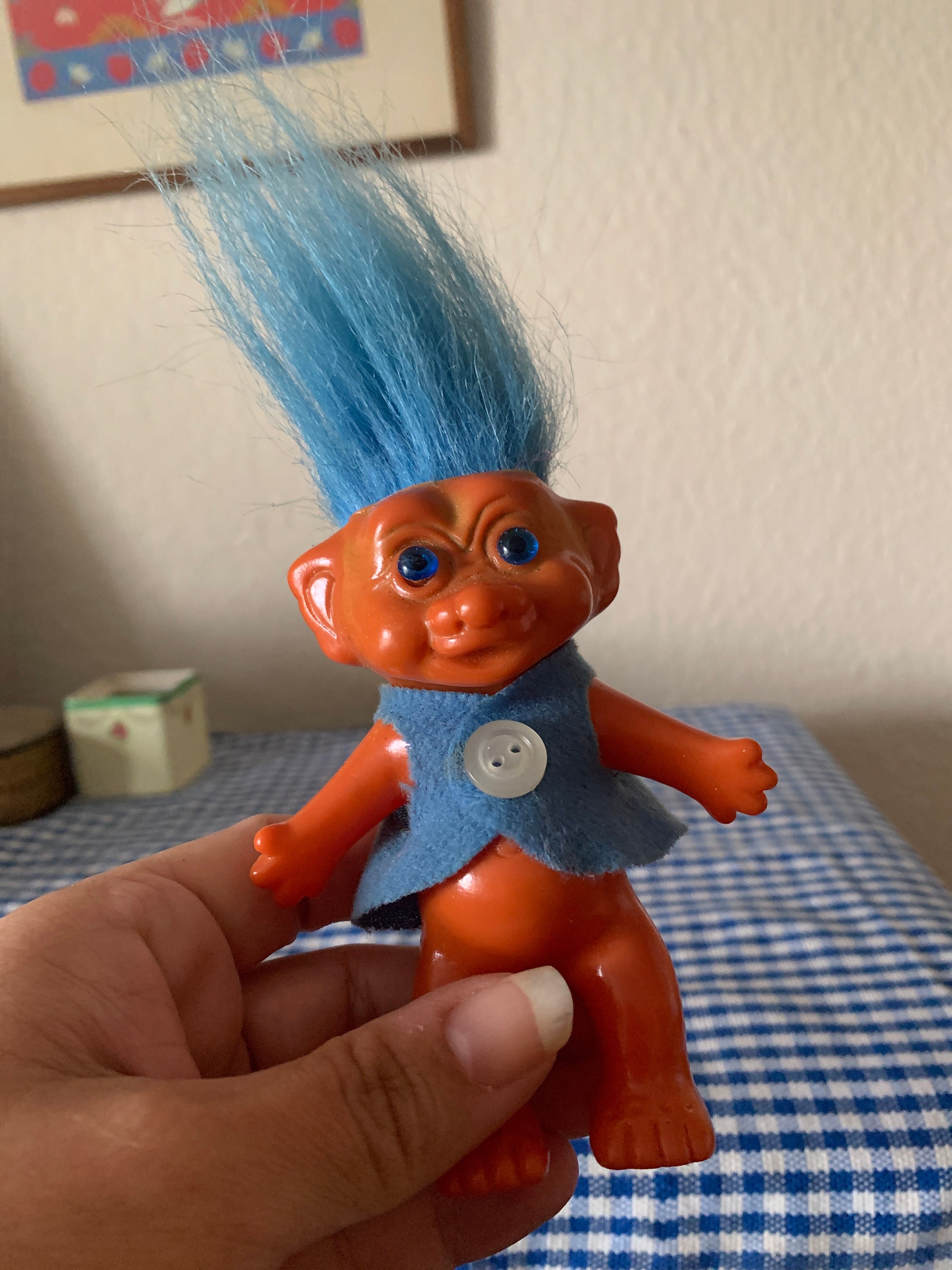 Vintage, Korean, Blue Hair, Troll, Doll, Figure, Hanging, Decoration ...