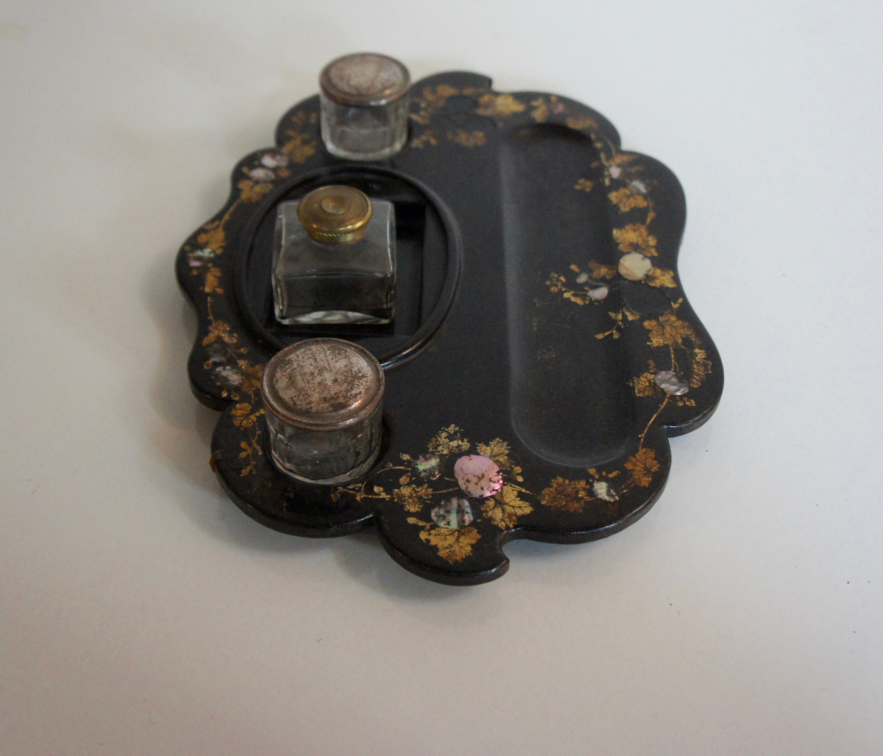 Beautiful, Antique, Victorian, Vintage, Black, Ink Stand, Desk Stand ...