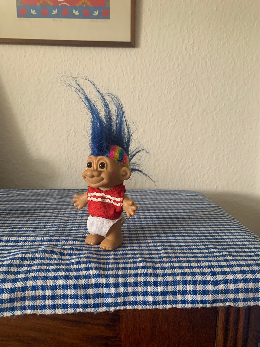 Vintage, Russ, Blue, Rainbow Mohawk Hair, Rock Star, Pride, Troll, Doll ...