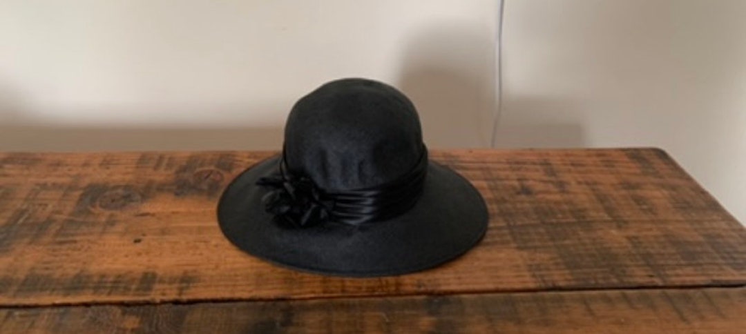 Vintage, the British Hat Guild, Designer, Wide Brimmed, Black, Hat ...