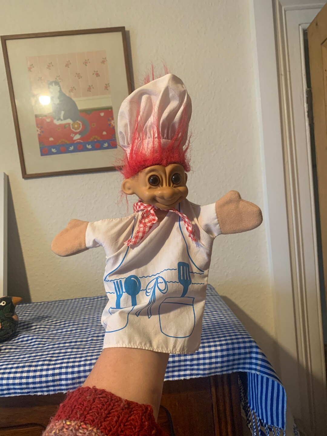 Vintage, Russ, Red Hair, Troll, Doll, Hand, Puppet, Figure, In, Chef ...