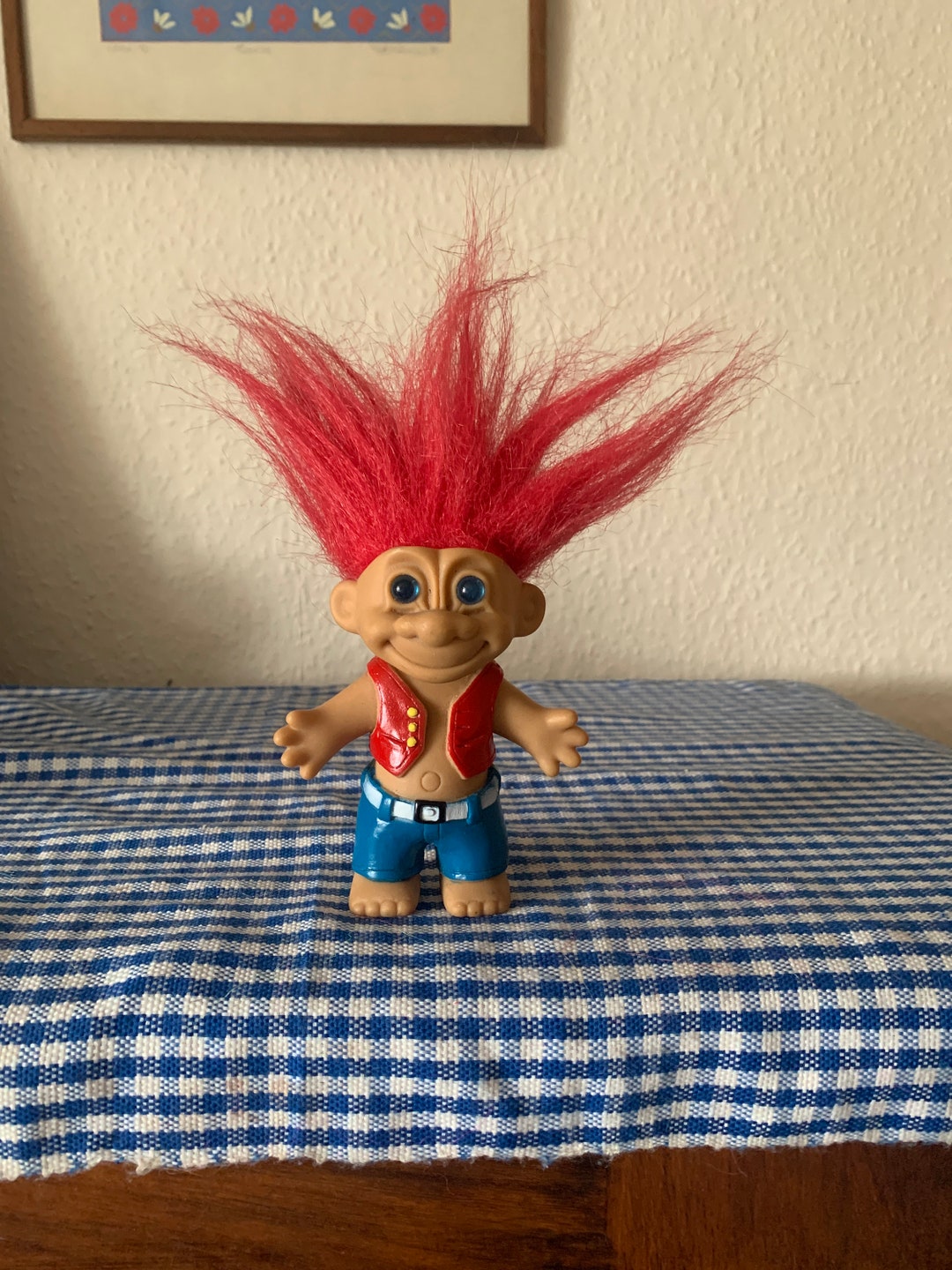 Vintage, Red, Hair, Troll, Doll, Figure, in Jeans and Waistcoat, Retro ...