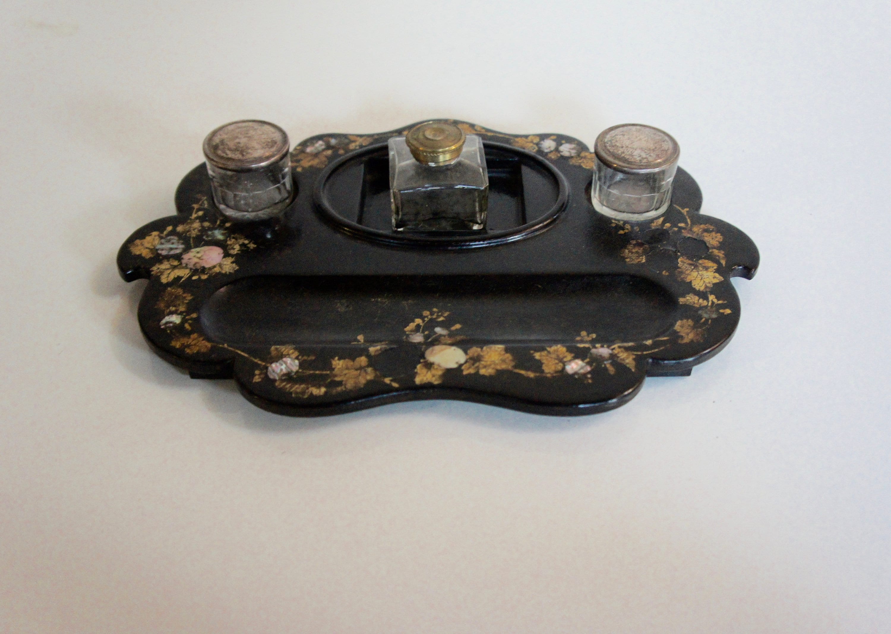 Beautiful, Antique, Victorian, Vintage, Black, Ink Stand, Desk Stand ...