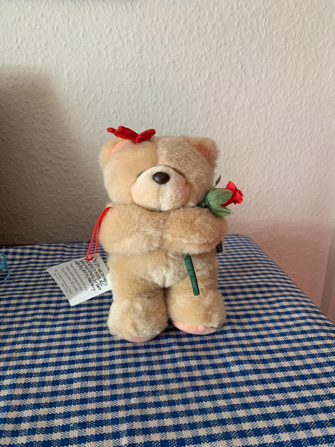 Vintage, Forever Friends, Teddy Bear, With Red Ribbon, Rose, Soft Toy ...