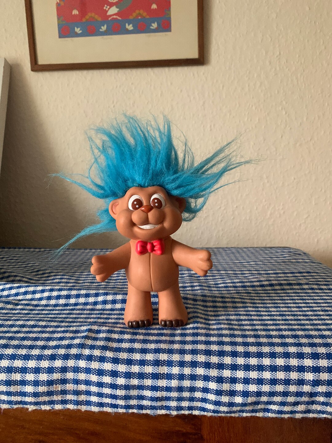 Rare, Vintage, 1980s, 1990s, Blue Hair, Teddy Bear, Troll, Doll, Figure ...