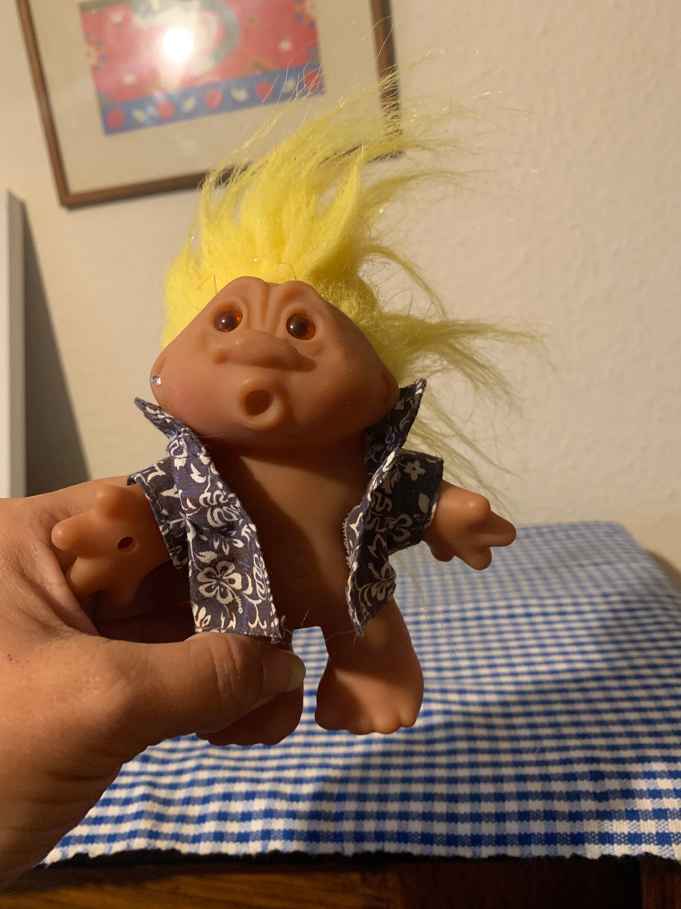 Vintage, 1986, DAM, Yellow Hair, Troll, Doll, Figure, In, Hawaiian ...