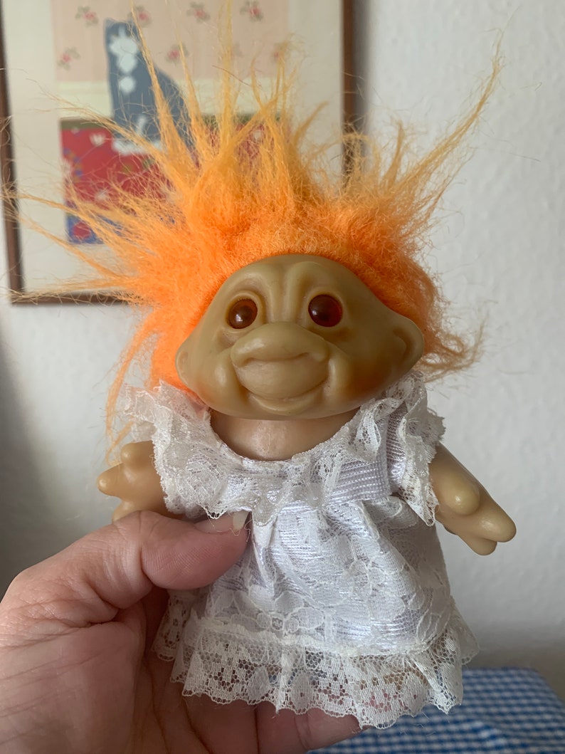 Vintage, 1986, 1980s, DAM, Orange Hair, Troll, Doll, Figure, in White ...