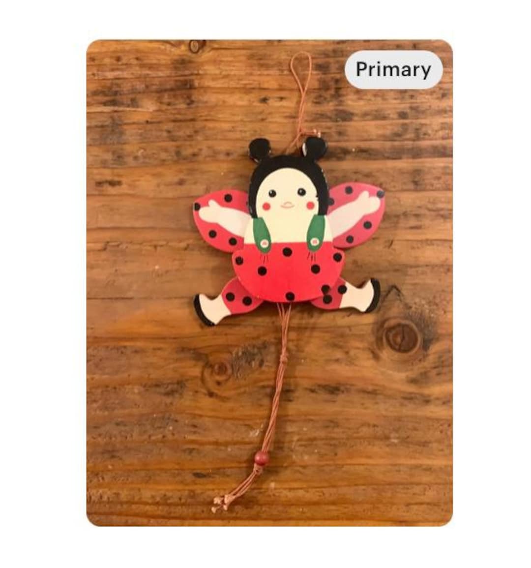 Vintage, 1990s, Wooden, Ladybird, Ladybug, Pull String, Moving Limbs ...