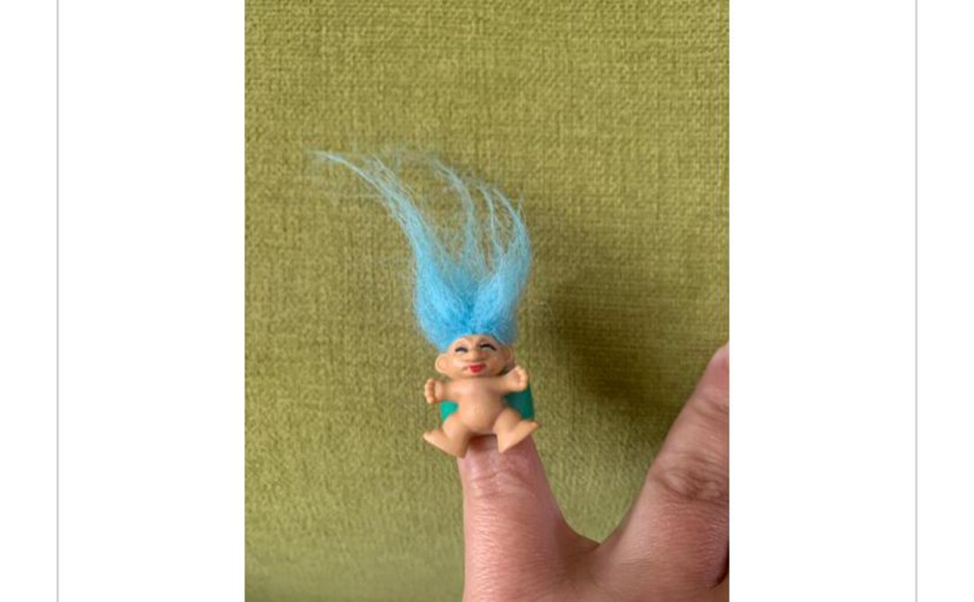 Vintage, 1989s, 1990s, Plastic, Blue Hair, Troll, Doll, Childs ...