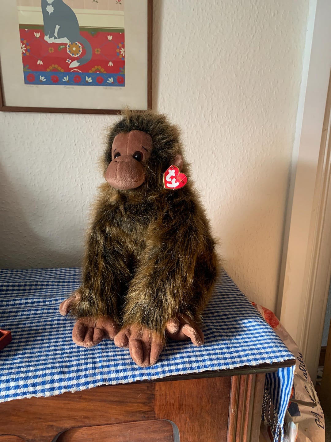 Vintage, 1990s, 1999, Retired, Large, TY Classic, Jake, Monkey, Beanie ...