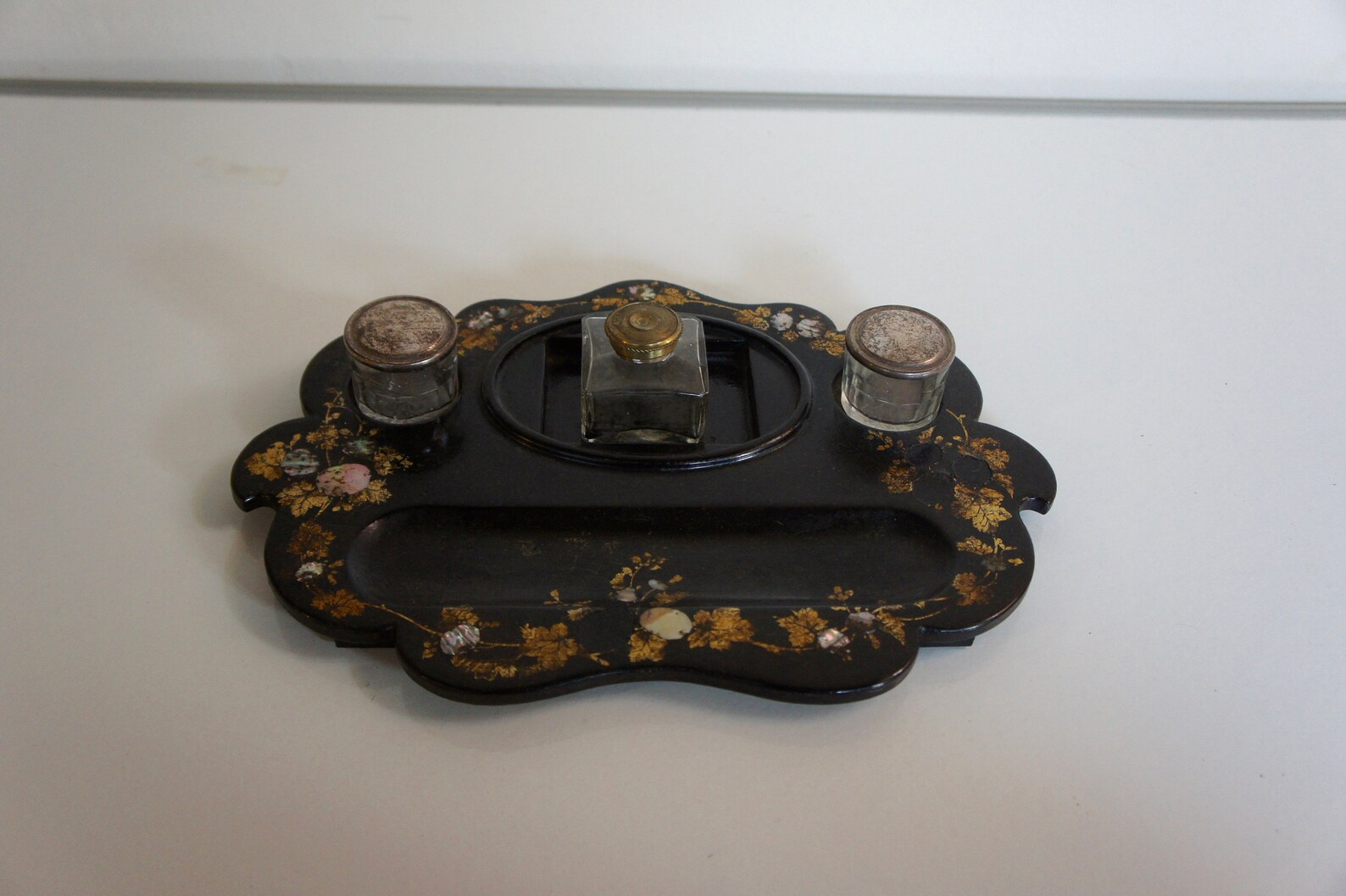 Beautiful, Antique, Victorian, Vintage, Black, Ink Stand, Desk Stand ...