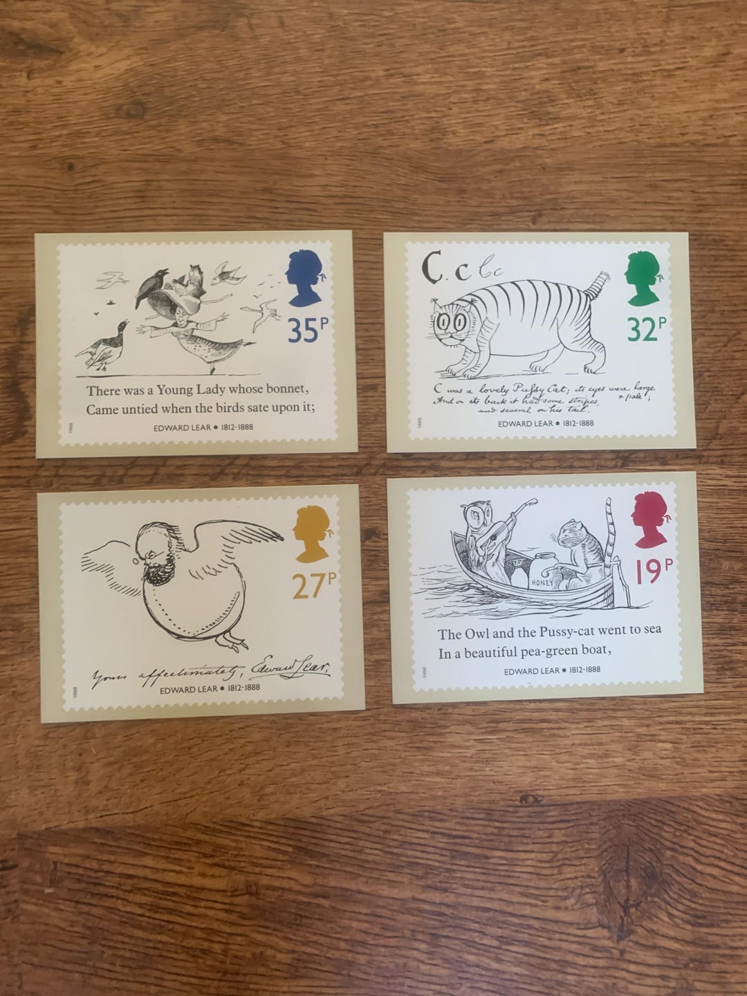 Four, Vintage, 1988, Edward Lear, Verse for Children, Artwork ...
