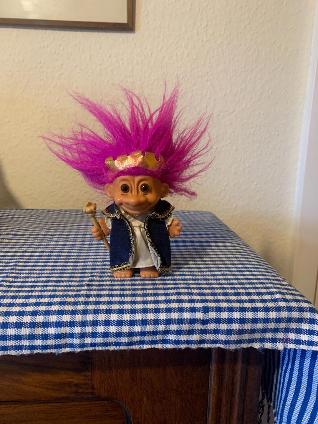Vintage, Russ, Pink Hair, King, Troll, Doll, Figure, Royal Outfit ...