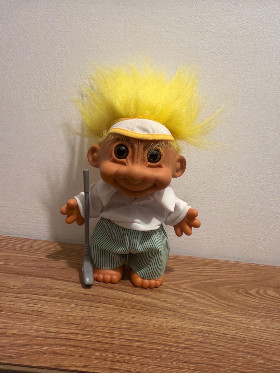 Vintage, Large, Russ, Yellow Hair, Troll, Golfer, Doll, Figure, Sun ...