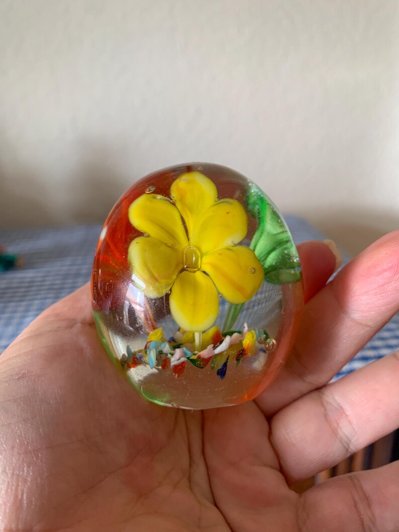 Vintage, 1970's, Multicoloured, Floral, Glass, Paperweight, Figurine ...