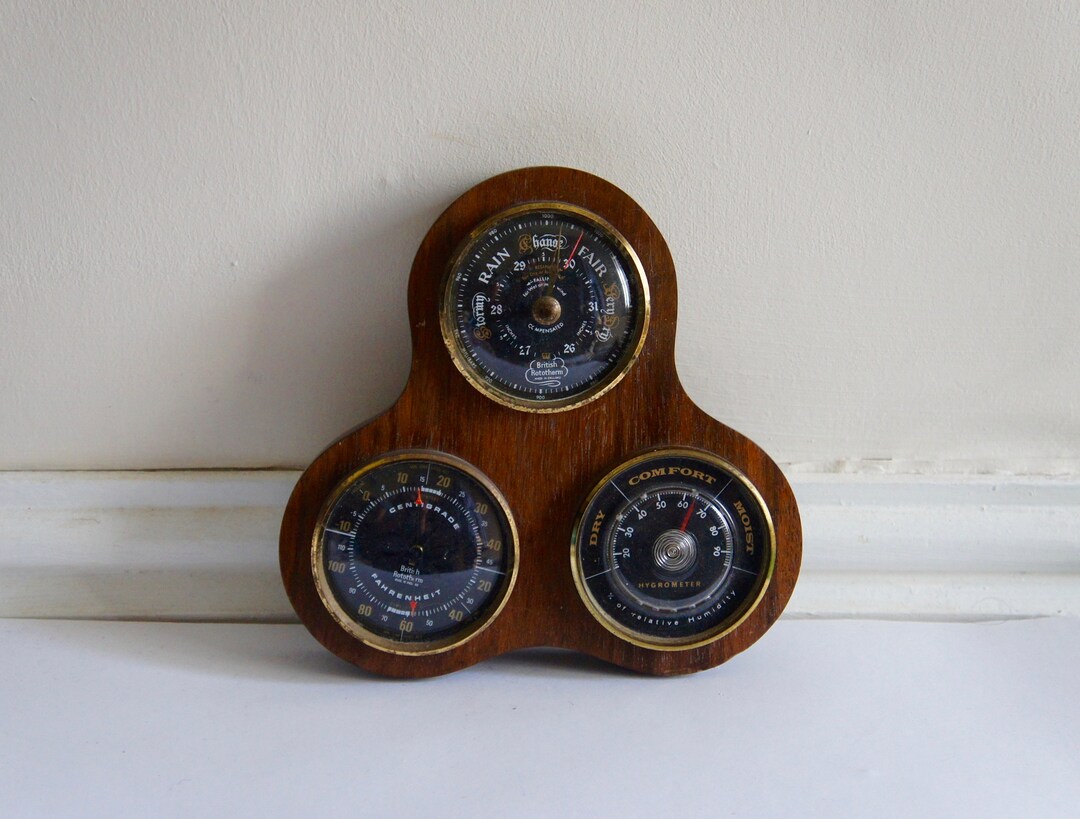 Vintage, British, Rototherm, Wall Mounted, Triple Dial, Thermometer ...