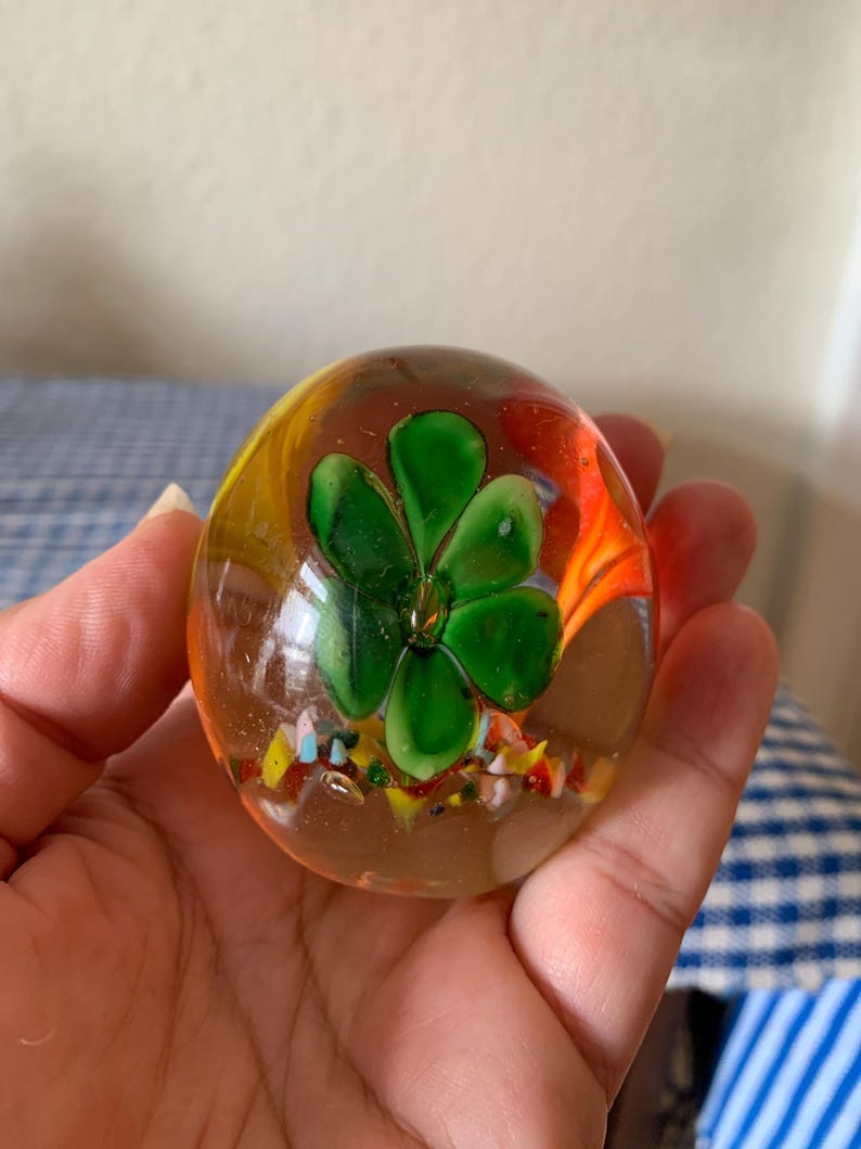 Vintage, 1970's, Multicoloured, Floral, Glass, Paperweight, Figurine ...