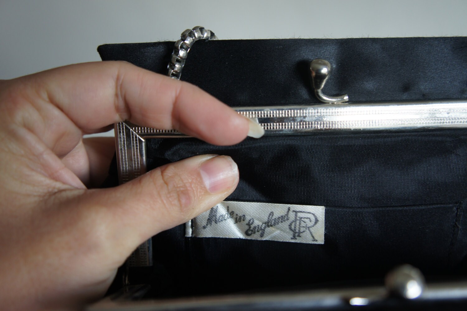 A Glamorous Vintage Bag Clutch Purse in Black Satin Stitched in A ...