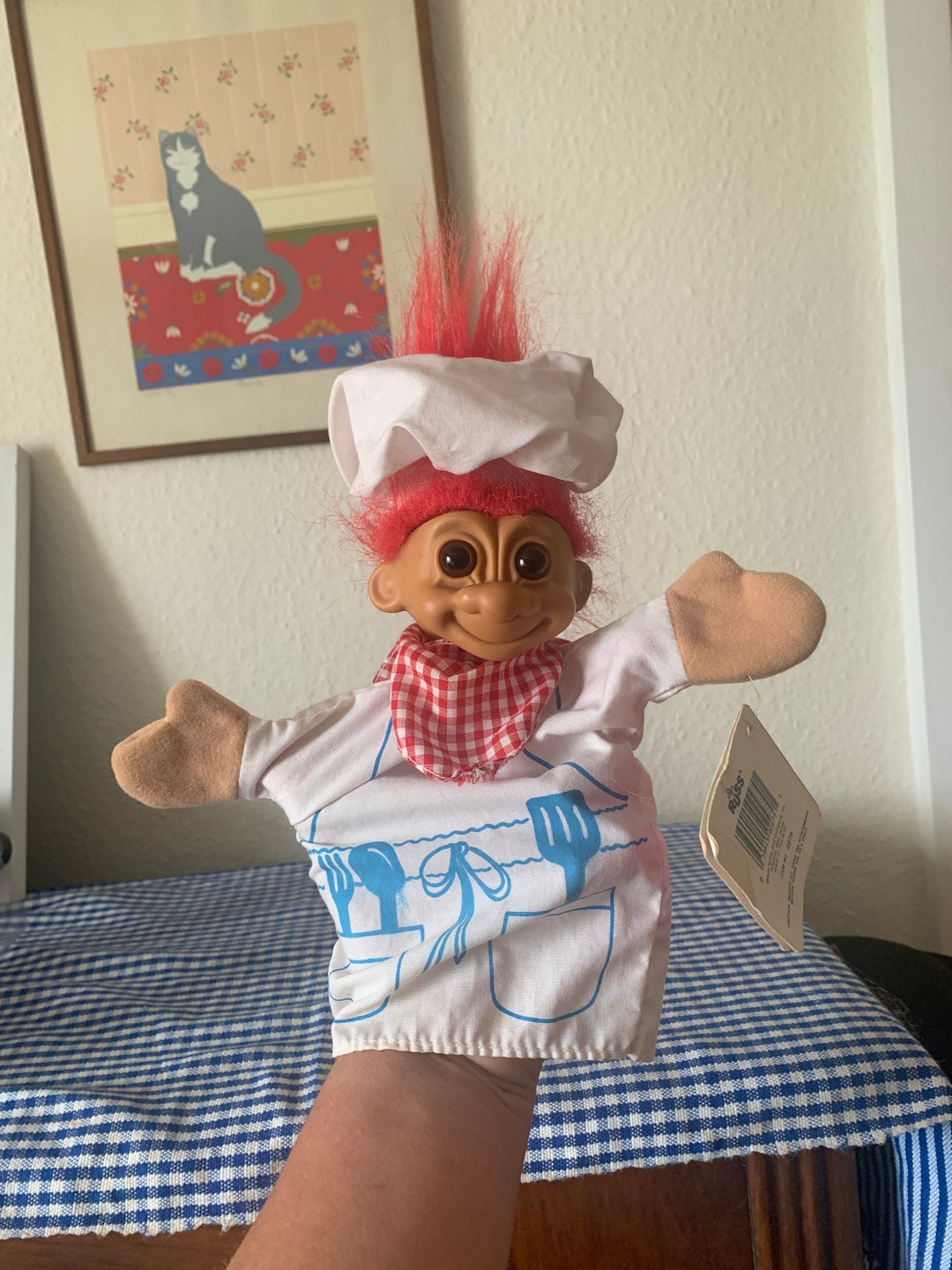 Vintage, Russ, Red Hair, Troll, Doll, Hand, Puppet, Figure, In, Chef ...