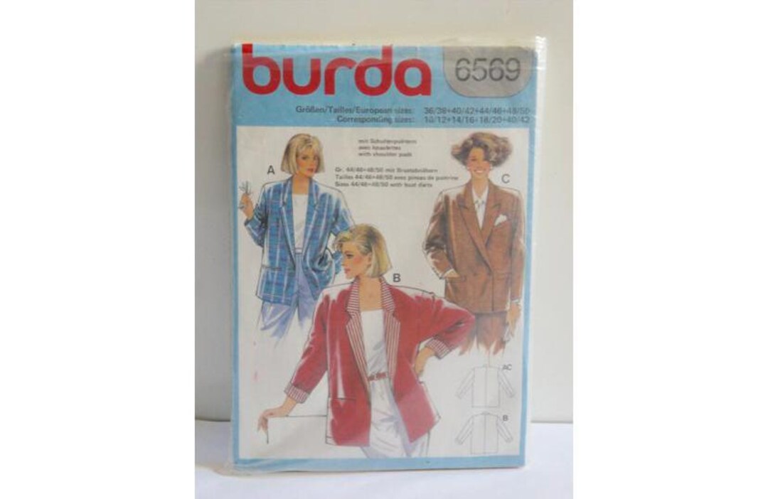 Vintage, 1980s, Burda, Blazer, Jacket, With Shoulder Pads, Women's ...
