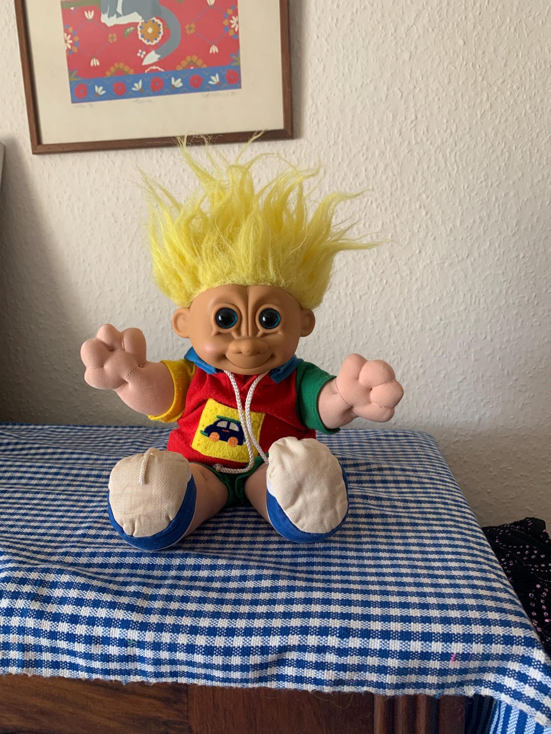 Vintage, Larger, Russ, Yellow Hair, Soft Body, Troll, Doll, Figure, In ...
