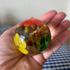Vintage, 1970's, Multicoloured, Floral, Glass, Paperweight, Figurine ...