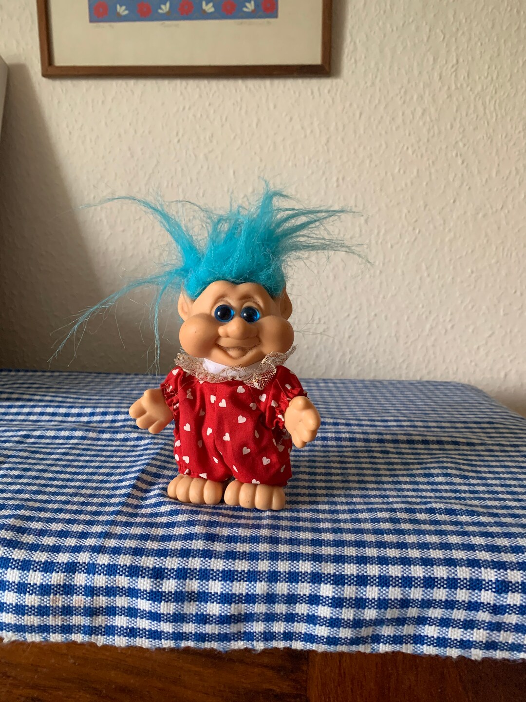Vintage, 1991, 1990s, ITB, Blue Hair, Troll, Doll, Figure, in Red and ...