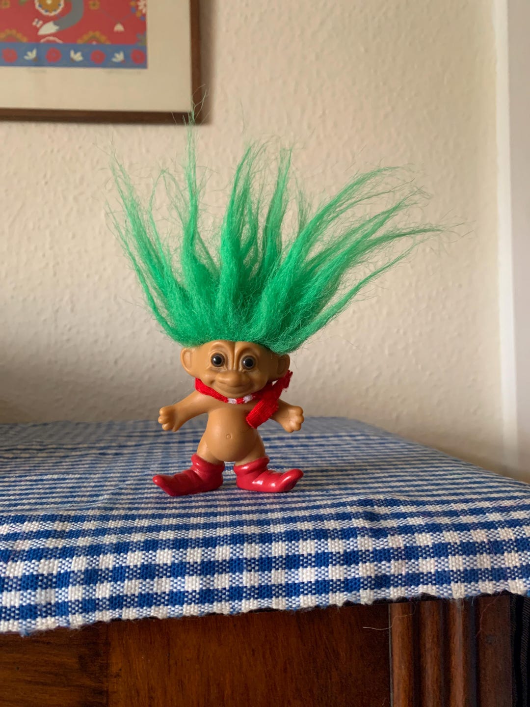 Vintage, Russ, Green Hair, Elf, Troll, Doll, Figure, In, Red Boots, Hat ...