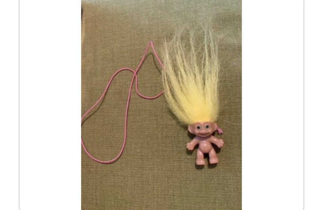 Vintage 1980s Small Russ Yellow Hair Plastic Troll Doll Figure