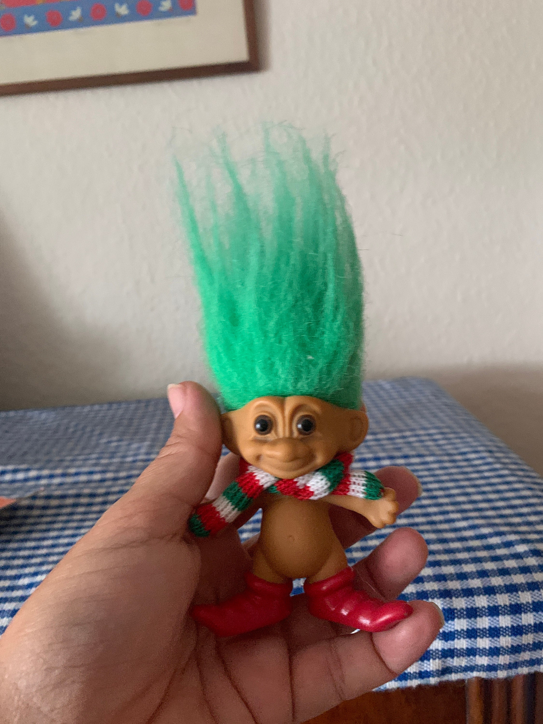 Vintage, Russ, Green Hair, Elf, Troll, Doll, Figure, In, Red Boots, Hat ...