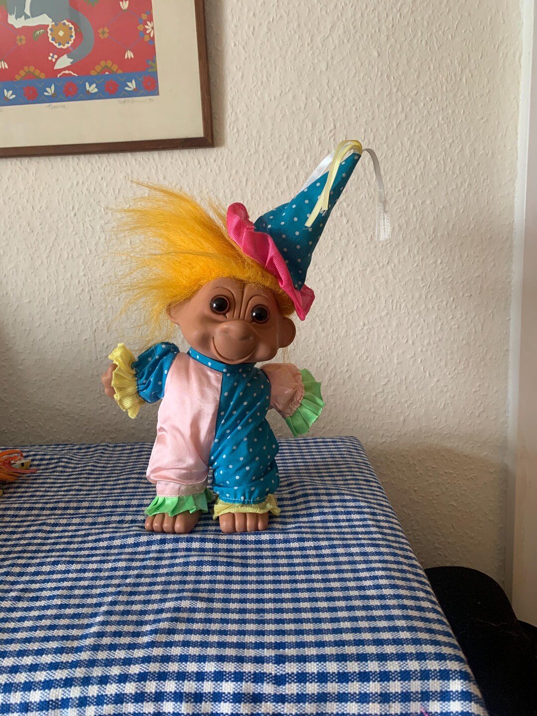 Vintage, 1990s, Yellow Hair, Soft Body, Clown, Troll, Doll, Figure, In ...